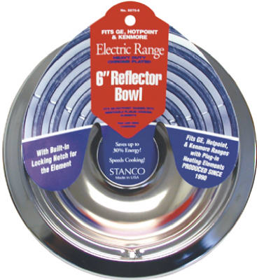 Electric Range Reflector Bowl, Lock Notch, Chrome, 6 In. - True Value Hardware