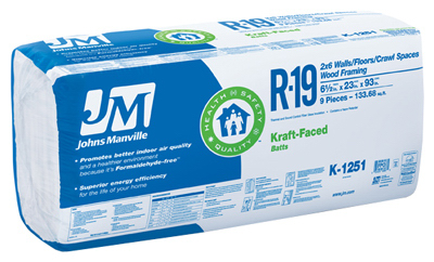 R19 Kraft Batt Fiberglass Insulation, 133.68 Sq. Ft. Coverage, 6.5 x 23 ...