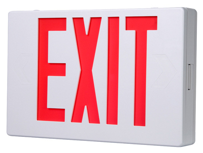 LED Exit Sign, Battery Back-Up, Red & White Thermoplastic - True Value ...