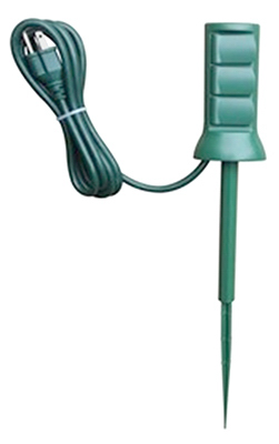 Outdoor Power Stake, 3-Outlet, Green, 6-Ft. Cord - True Value Hardware