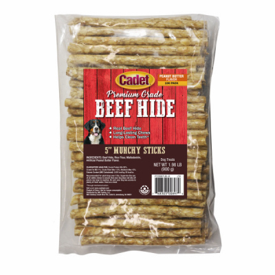 Premium Grade Munchy Beef Hide Sticks, Peanut Butter Flavor, 5 In., 100 ...