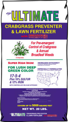 Crabgrass Preventer & Lawn Fertilizer with Dimension, 20-4-1, Covers ...