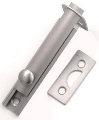 Door Surface Bolt, 2 Keepers, Satin Nickel, 3 In. - True Value Hardware