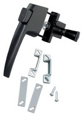 Push Button Door Latch, Out Swinging, Black - True Value Hardware
