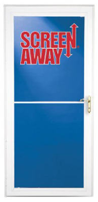 Screen Away Storm Door, Retractable Screen, White Aluminum & Brass ...