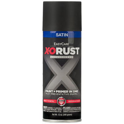 X-O Rust Anti-Rust Enamel Spray Paint & Primer, Black Satin, 12 oz ...