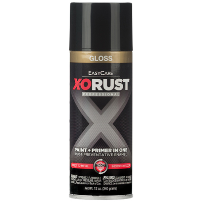 X-O Rust Anti-Rust Enamel Spray Paint & Primer, Black Gloss, 12 oz ...
