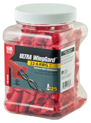 Wing-Gard Wire Connector, Twist-On, 14-10 AWG, Red, Large, 125-Pk ...
