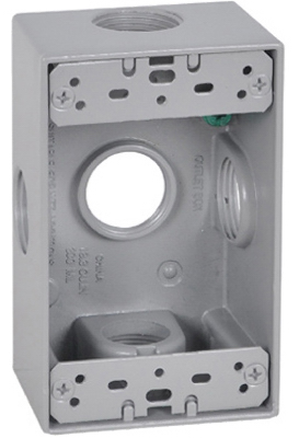 Weatherproof 1-Gang Rectangular Outlet Box, Gray, Five 3/4-In. Holes ...