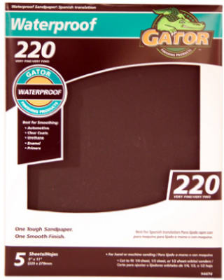 Sandpaper, Very Fine 220-Grit, 9 x 11-In., 5-Pk. - True Value Hardware