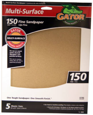 Sandpaper, Fine 150-Grit, 9 x 11-In., 5-Pk. - True Value Hardware