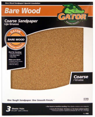 Sandpaper, Garnet Coarse 60-Grit, 9 x 11-In., 3-Pk. - True Value Hardware