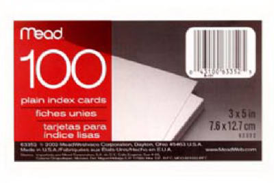 Plain Index Cards, 3 x 5 In., 100-Pk. - True Value Hardware