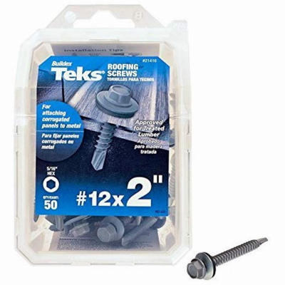 Roofing Screws, Hex Washer Head, Drill Point, #12 x 2-In., 50-Ct ...