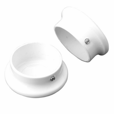 Closet Rod Pole End Caps, White Zinc, Pr. - True Value Hardware