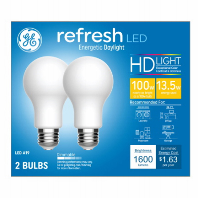 Refresh HD LED Light Bulbs, Daylight, 1600 Lumens, 13 Watt, 2-Pk ...