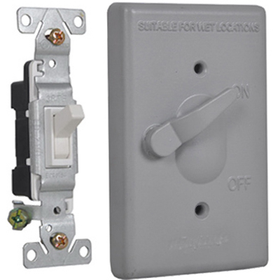 Weatherproof Cover With Switch, Single Gang, Gray - True Value Hardware