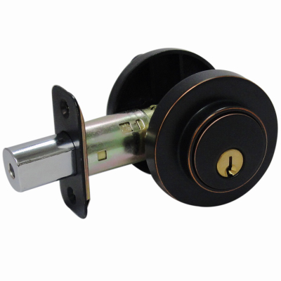 Contemporary Round Deadbolt, Aged Bronze - True Value Hardware