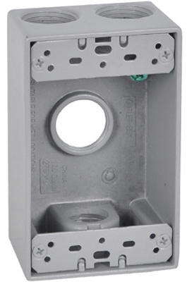 Weatherproof 1-Gang Rectangular Outlet Box, Gray, Four 3/4-In. Holes ...