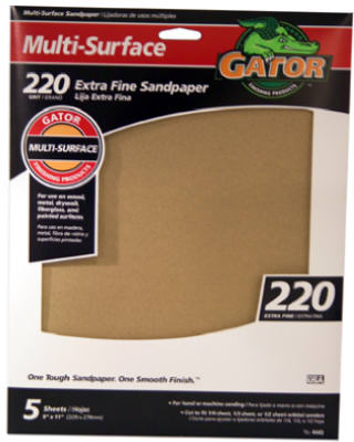 Sandpaper, Extra Fine 220-Grit, 9-In. x 11-Ft., 5-Pk. - True Value Hardware