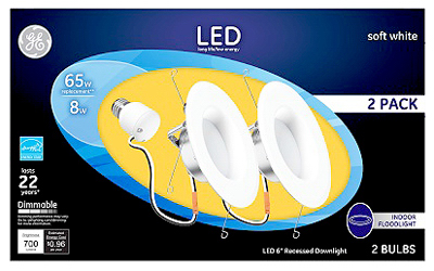 LED R30 Retrofit Recessed Down Light Bulbs, Soft White, Indoor, 8 Watt ...