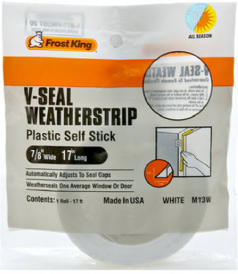 V-Seal Weatherstrip Tape, White, 7/8 In. x 17 Ft. - True Value Hardware