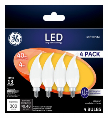 LED Decorative Light Bulb, Frosted, 4 Watt, 4-Pk. - True Value Hardware