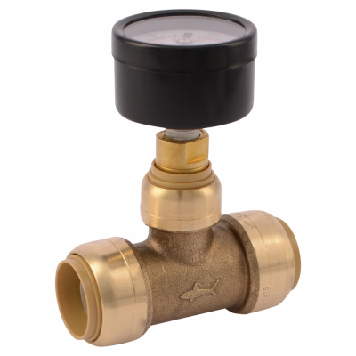 Tee Pressure Gauge Assembly Valve, Brass, 3/4 In. - True Value Hardware