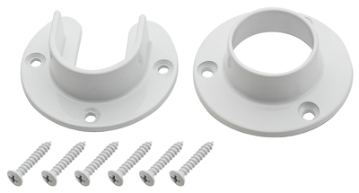 Closet Rod Pole Socket Set, Heavy-Duty, White, Pr. - True Value Hardware