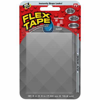 FLEX TAPE Clear Mini Waterproof Tape Patches, 3 x 4-In., 2-Pack - True ...