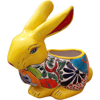 Ceramic Planter, Rabbit, Double-Fired, Hand-Painted, 10.5-In. - True ...