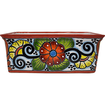Ceramic Planter, Rectangular, Double-Fired, Hand-Painted, 12-In. - True ...