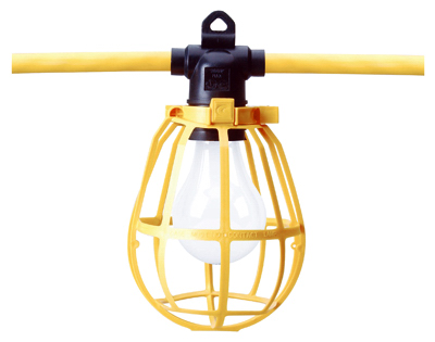 Temporary Work Light, 5 Molded Light Sockets, 150-Watts, Yellow, 50 Ft ...