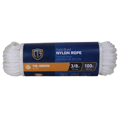 Nylon Rope, Diamond Braid, White, 3/8 In. x 100 Ft. - True Value Hardware