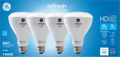 LED HD+ Refresh Light Bulb, BR30 Medium Base, Daylight, 8 Watt, 4-Pk ...