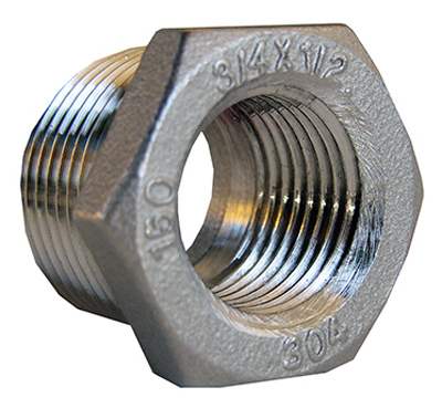 Stainless Steel Reducing Hex Bushing, 3/4 x 1/2 In. - True Value Hardware