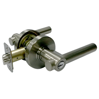 Entry Lever Lockset, Reversible Basel, Contemporary Style, Satin Nickel ...