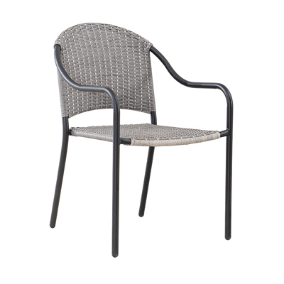 Marbella Stacking Chair, Black Steel, Gray Wicker - True Value Hardware