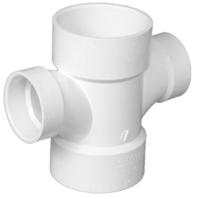 Schedule 40 DWV PVC Reducing Double Sanitary Tee, 3 x 2 In. - True ...