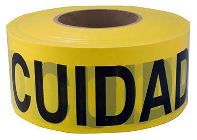 "Caution Cuidado" Biligual Barricade Tape, 3 In. x 1,000 Ft. - True ...