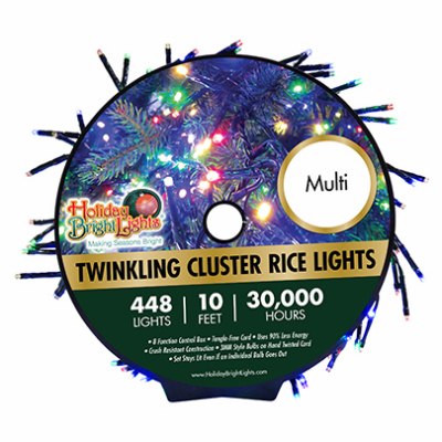 LED Twinkling Cluster Rice Light Set, Multi, 448-Ct., 10-Ft. - True ...