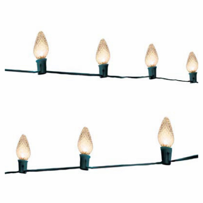 Faceted Oversized LED C-Bulb Light String, Cool White, Green Wire, 20 ...