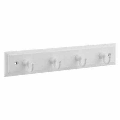 Key Hook Rack, 4 White Hooks on White Rail, 9 In. - True Value Hardware