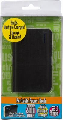 Portable Power Pack, Charges 2 Phones, Black - True Value Hardware