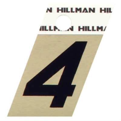 Adhesive Angle-Cut House Address Number 4, Black and Gold Aluminum, 1.5 ...