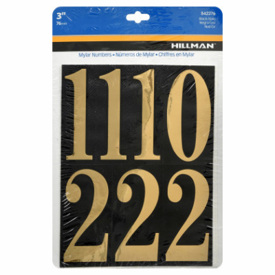 Adhesive House Address Number Pack, Black and Gold Vinyl, 3-In. - True ...