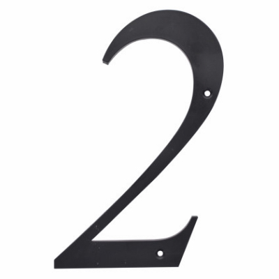 House Address Number 2, Nail-On, Black Plastic, 6-In. - True Value Hardware