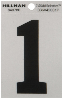 Adhesive House Address Number 1, Black and Silver Vinyl, 3-In. - True ...