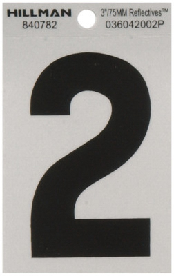 Adhesive House Address Number 2, Black and Silver Vinyl, 3-In. - True ...