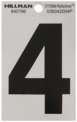 Adhesive House Address Number 4, Black and Silver Vinyl, 3-In. - True ...